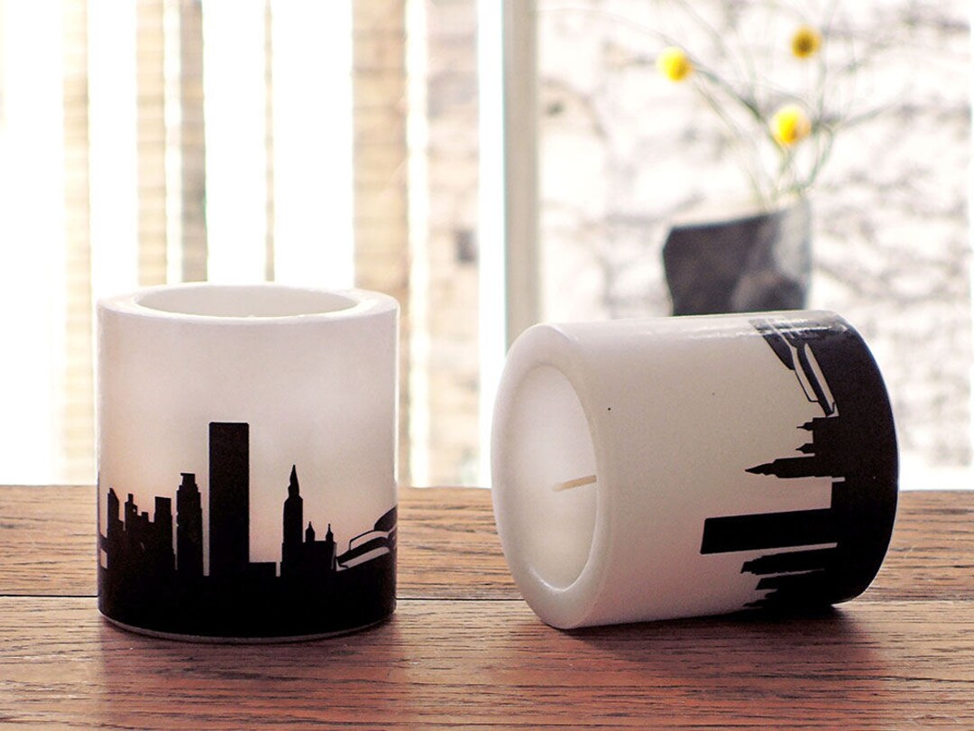 2 New York City Candles Skyline in Plum, Distinctive Hostess Gift Home ...