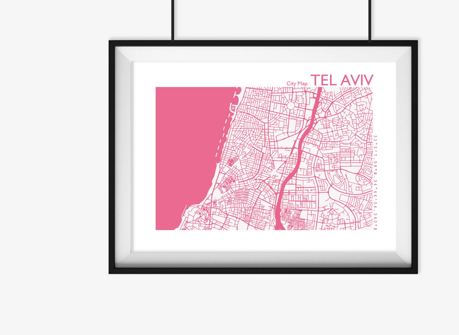 TEL AVIV Map, Tel Aviv Travel Map, Tel Aviv Street Map, Tel Aviv Print ...