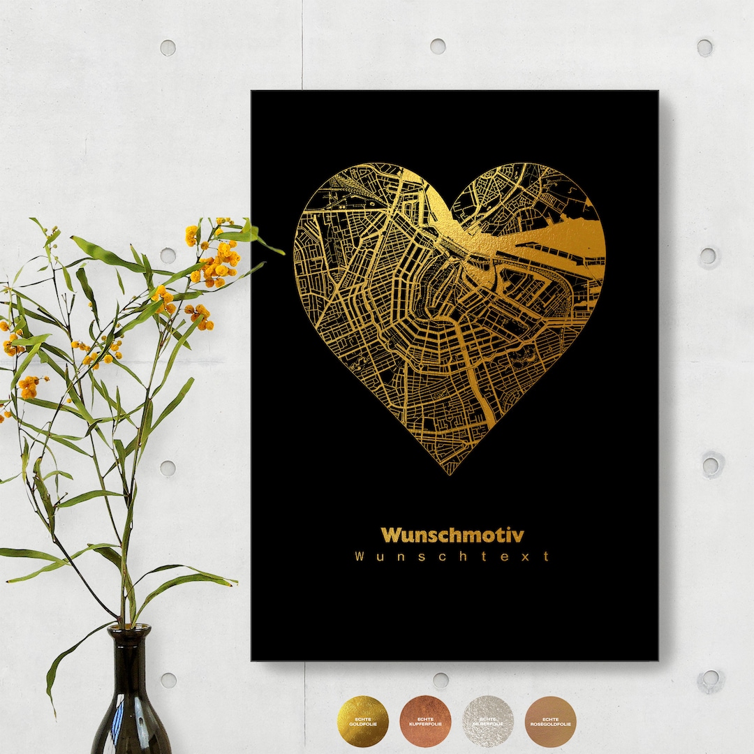 Any Locations Metallic Map Print - Customized City Foil Map - Copper ...