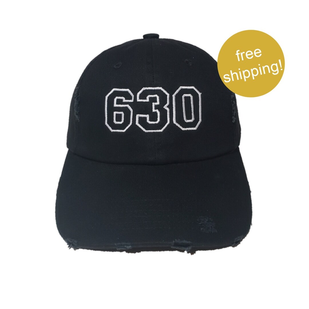 Custom 630 Area Code Embroidered Distressed Baseball Cap, Dad Hat - Etsy