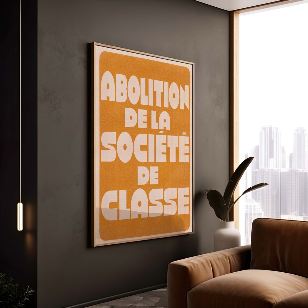 Abolish Classism Poster: Mid Century Modern Yellow Quote Art Print - Etsy