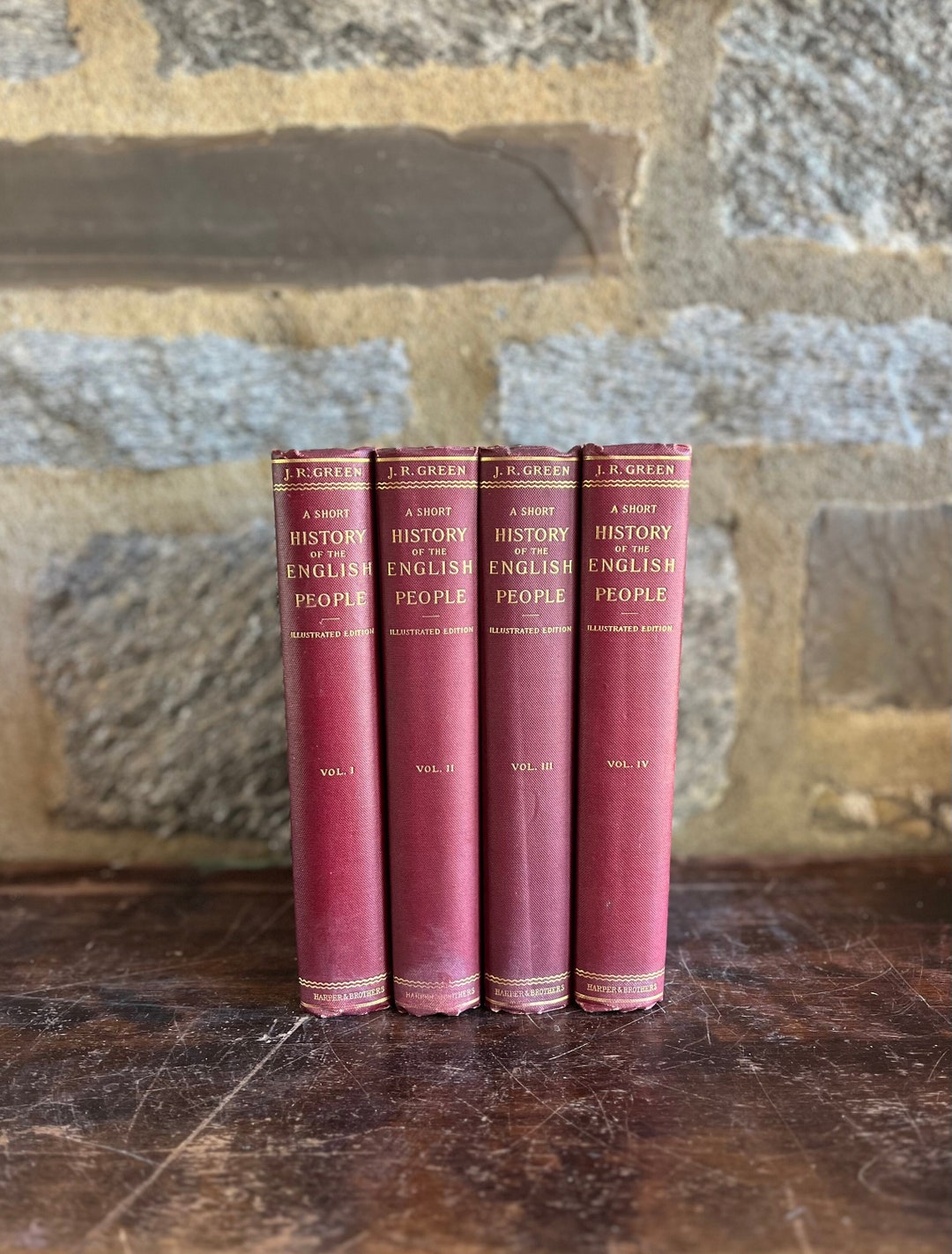 Antique English History Book Set: Burgundy Cloth, Gold Titles, 1893 - Etsy