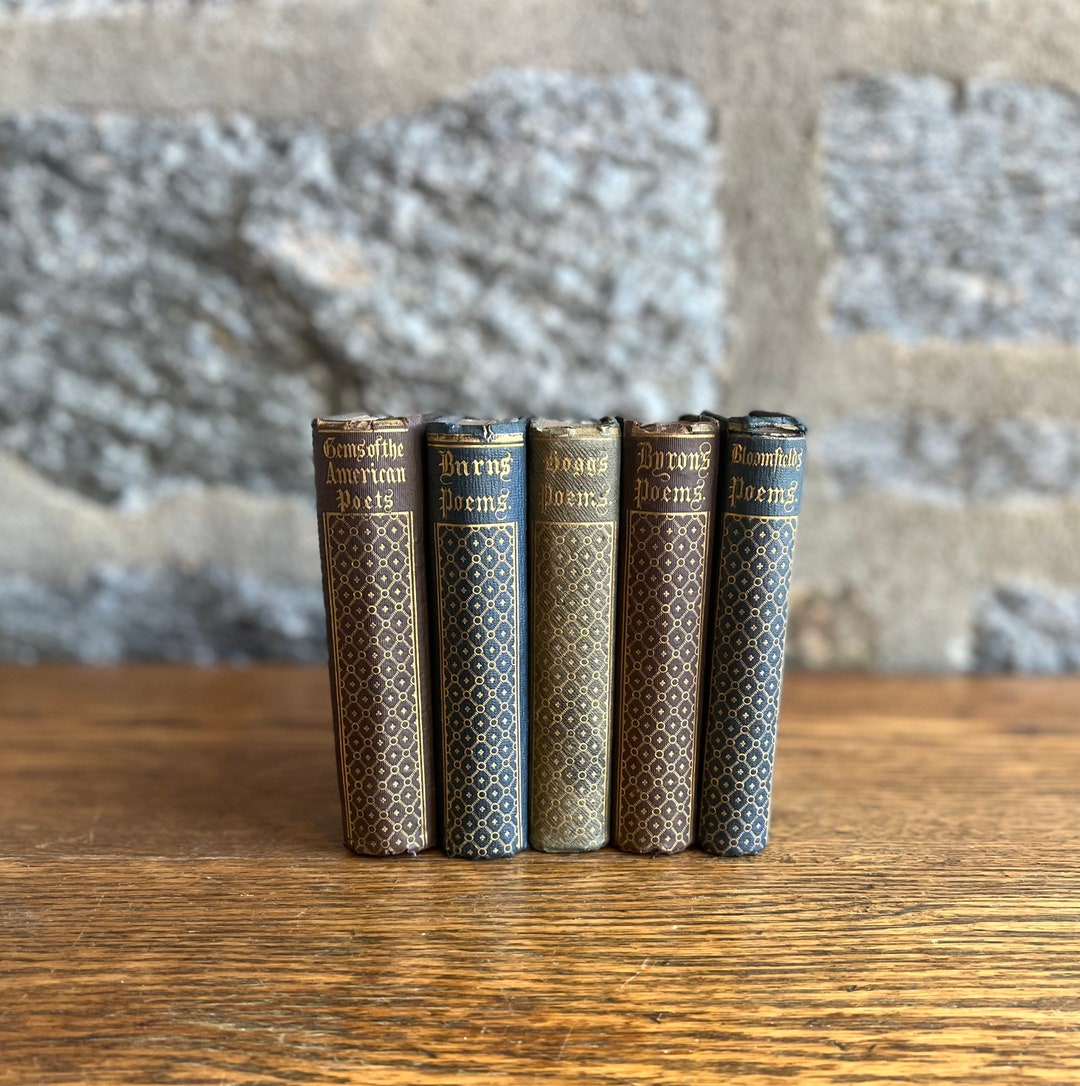 Poetry Set Shabby Cloth Bindings With Gold Decorated Spines Five ...
