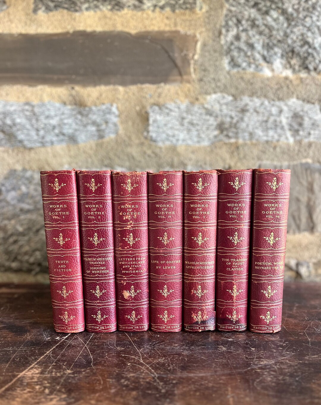 Goethe - Red Leather Set of Seven Books - Home or Office Decor - Book ...