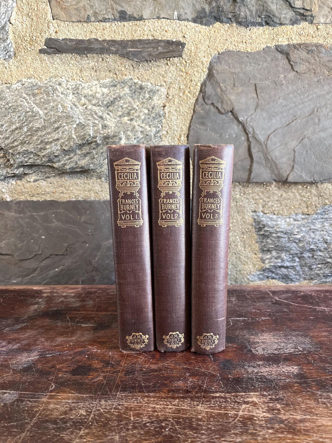 Cecelia by Frances Burney - in Three Volumes - Brown Cloth Bindings ...