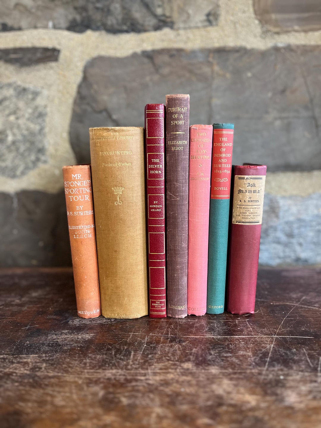 Sporting Book Decor - Seven Volumes - Vintage Books - Fox Hunting - Etsy