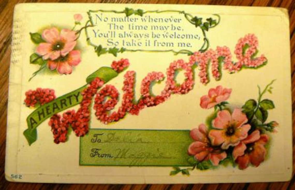 Vintage Postcards ... A Hearty WELCOME POSTCARD Stamped 1910 | Etsy