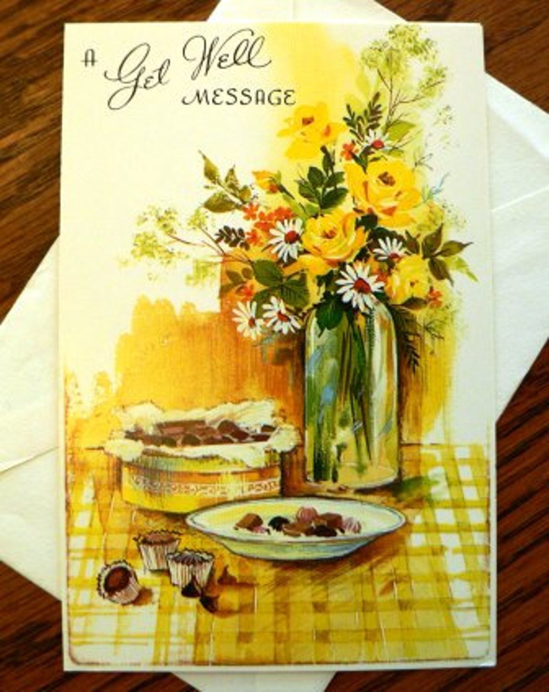 Vintage Cards ... A GET WELL MESSAGE Retro Card W Envelope ... - Etsy