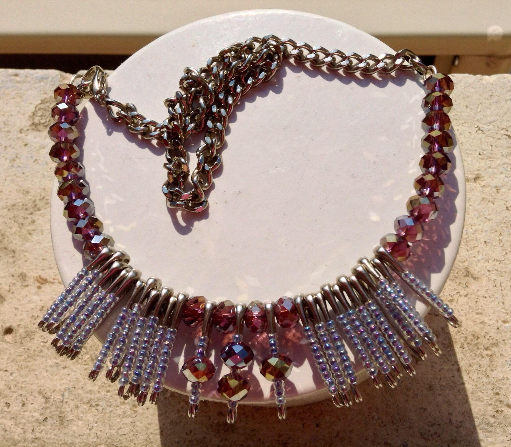 Safety Pin Necklace Safety Pins Choker Bib With Iridescent - Etsy