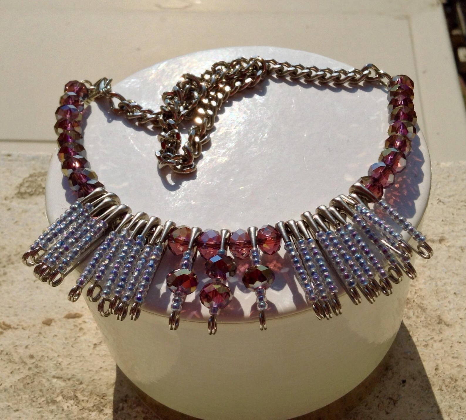 Safety Pin Necklace Safety Pins Choker Bib With Iridescent - Etsy