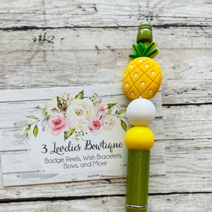 Cute Pineapple Pen, Silicone Beaded Pen, Pen, Pens, Beaded Pen, Teacher ...
