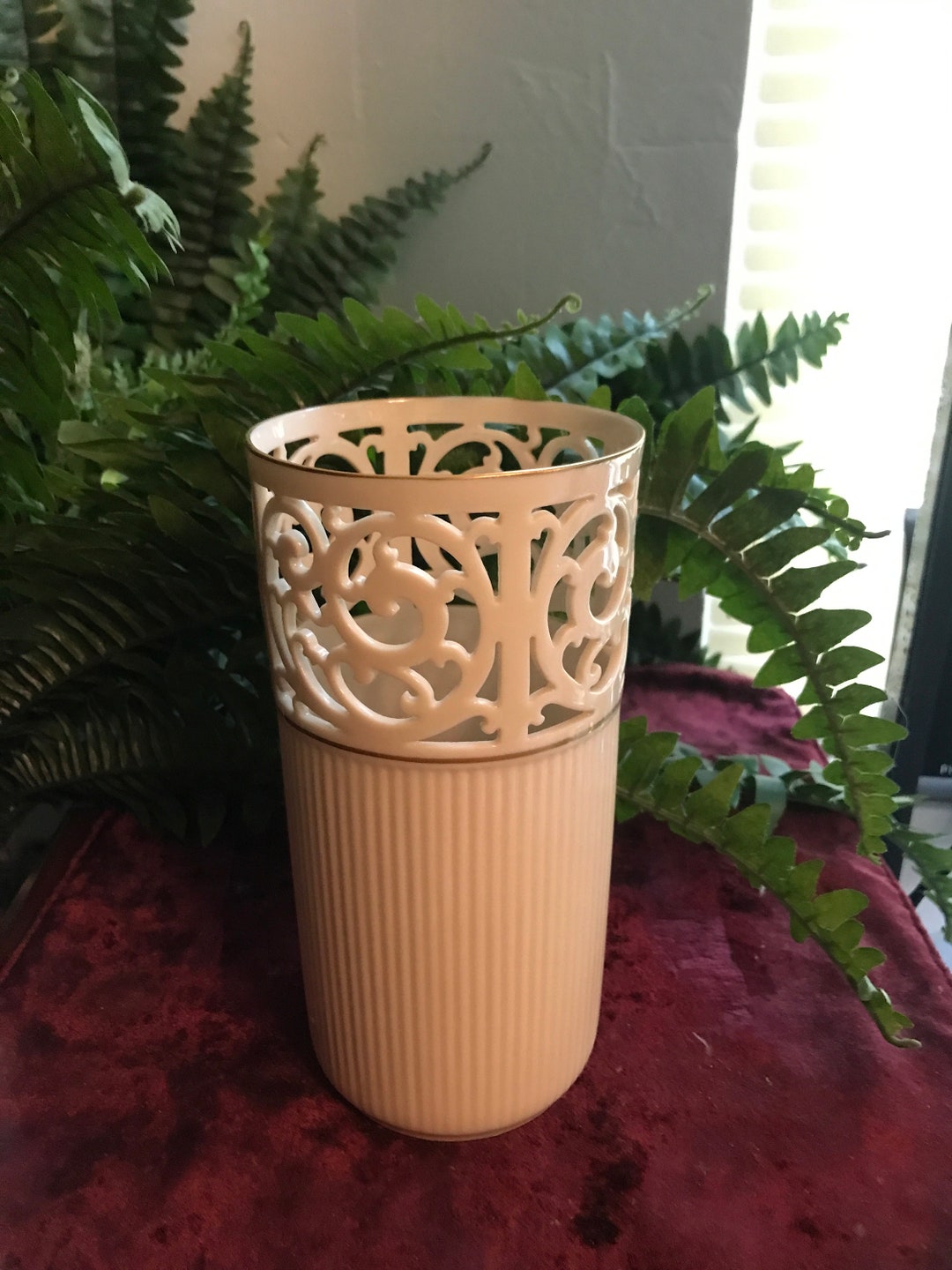 Lenox Gold Trim Cutout Porcelain Vase - Etsy
