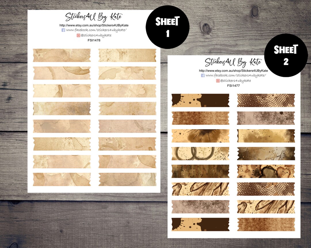 Coffee Stains Washi Tape Sticker Sheet | Decorative Sticker | Aesthetic ...