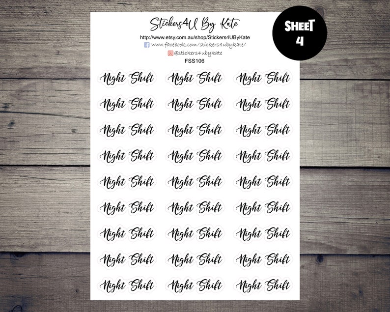 Script Planner Sticker | Early Shift | Day/night Shift | Late Shift ...