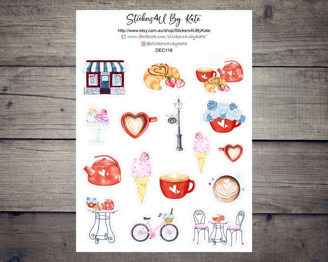 Valentine Cafe Clipart | Coffee Lover Decorative Planner Sticker | Erin ...