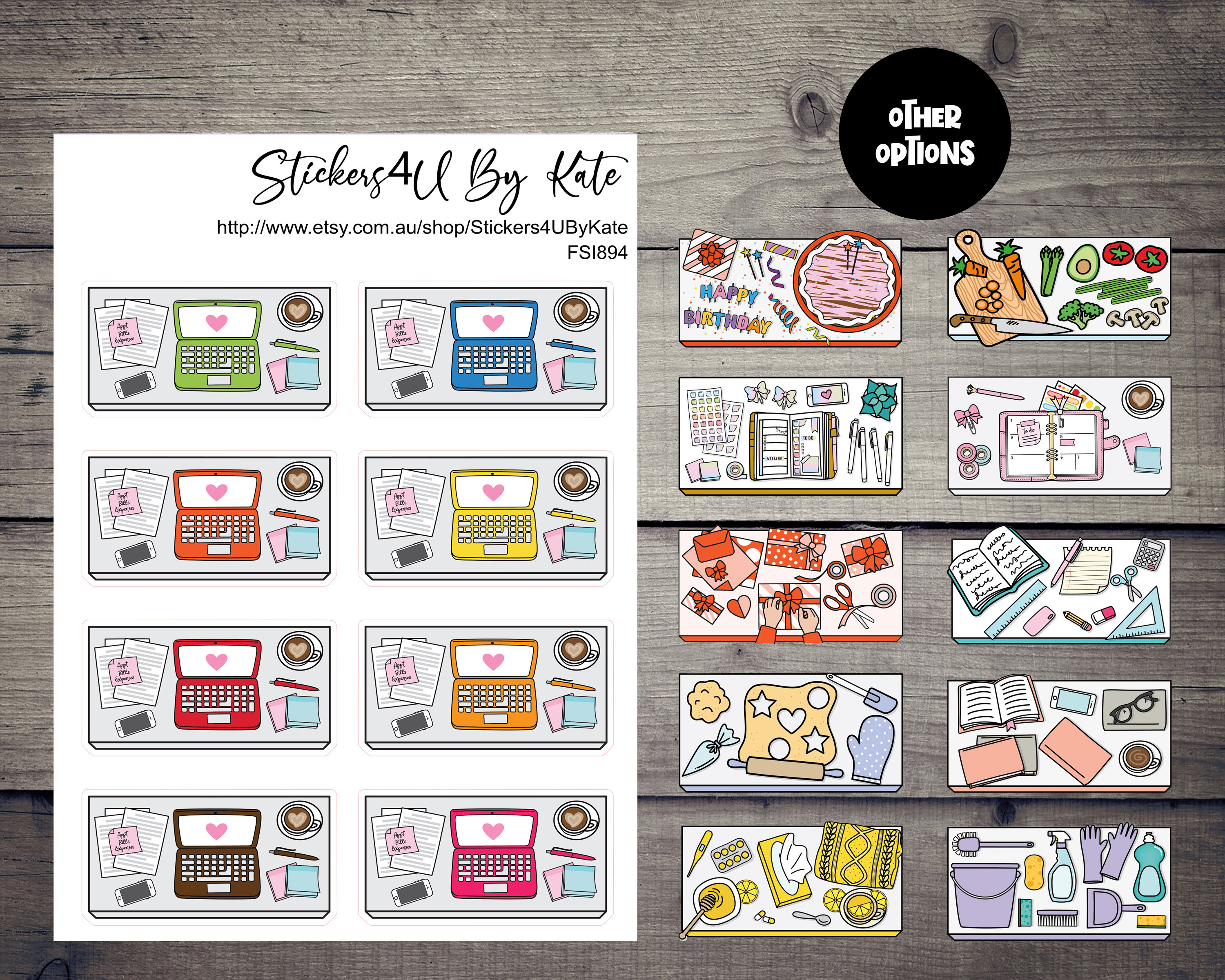 Flat Lay Desk Planner Sticker | Messy Desk Flat Lay Clipart | Planner ...