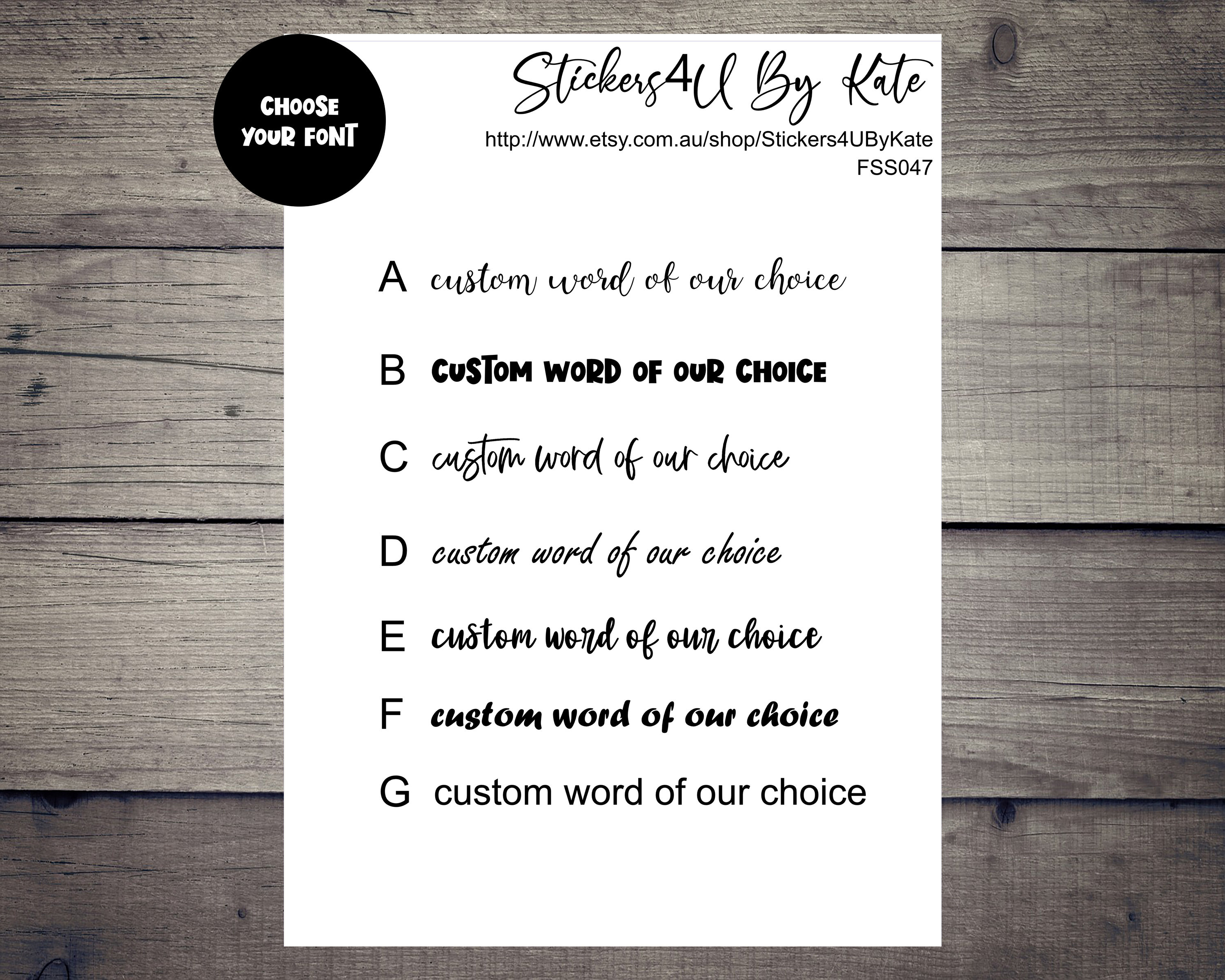 Stickers Paper & Party Supplies Custom Script for Planners Script ...