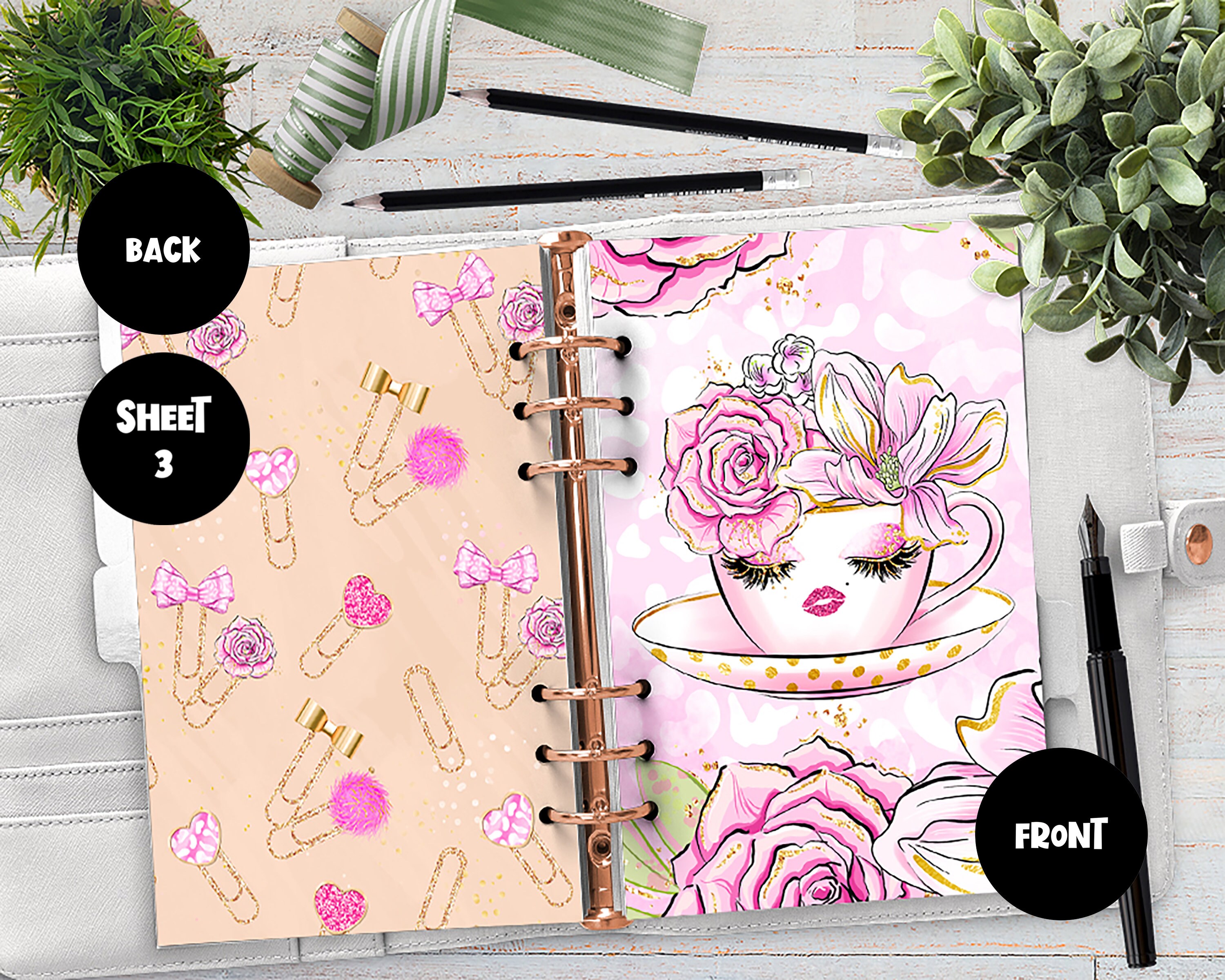 Pink Pretty Planner Dashboard HP B6 A5 and Personal - Etsy Australia