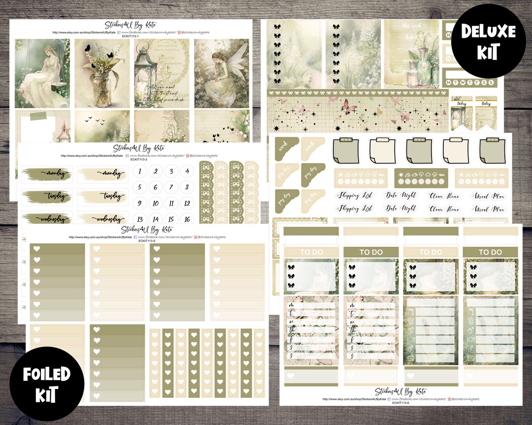 Forest Angel | Foiled Weekly Vertical Planner Stickers Kit | Individual ...