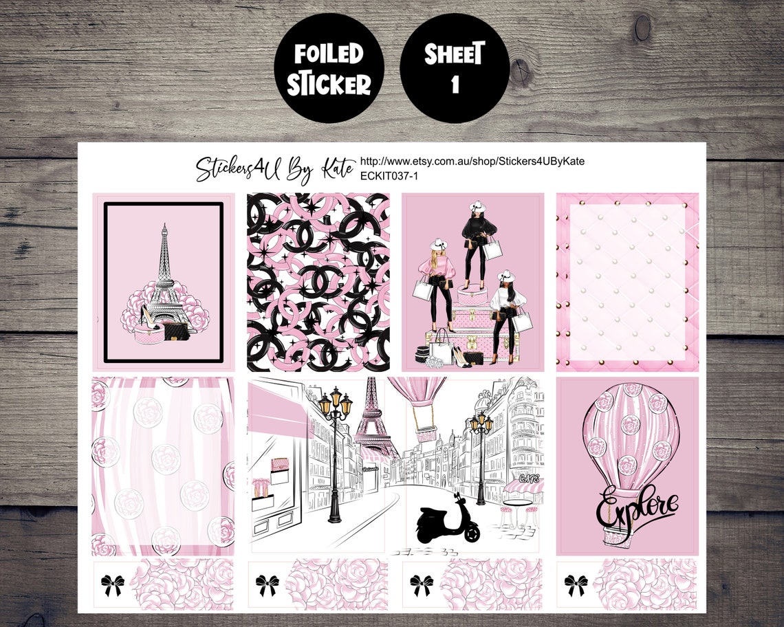 A Walk to Paris-pink | Weekly Vertical Planner Stickers Kit ...