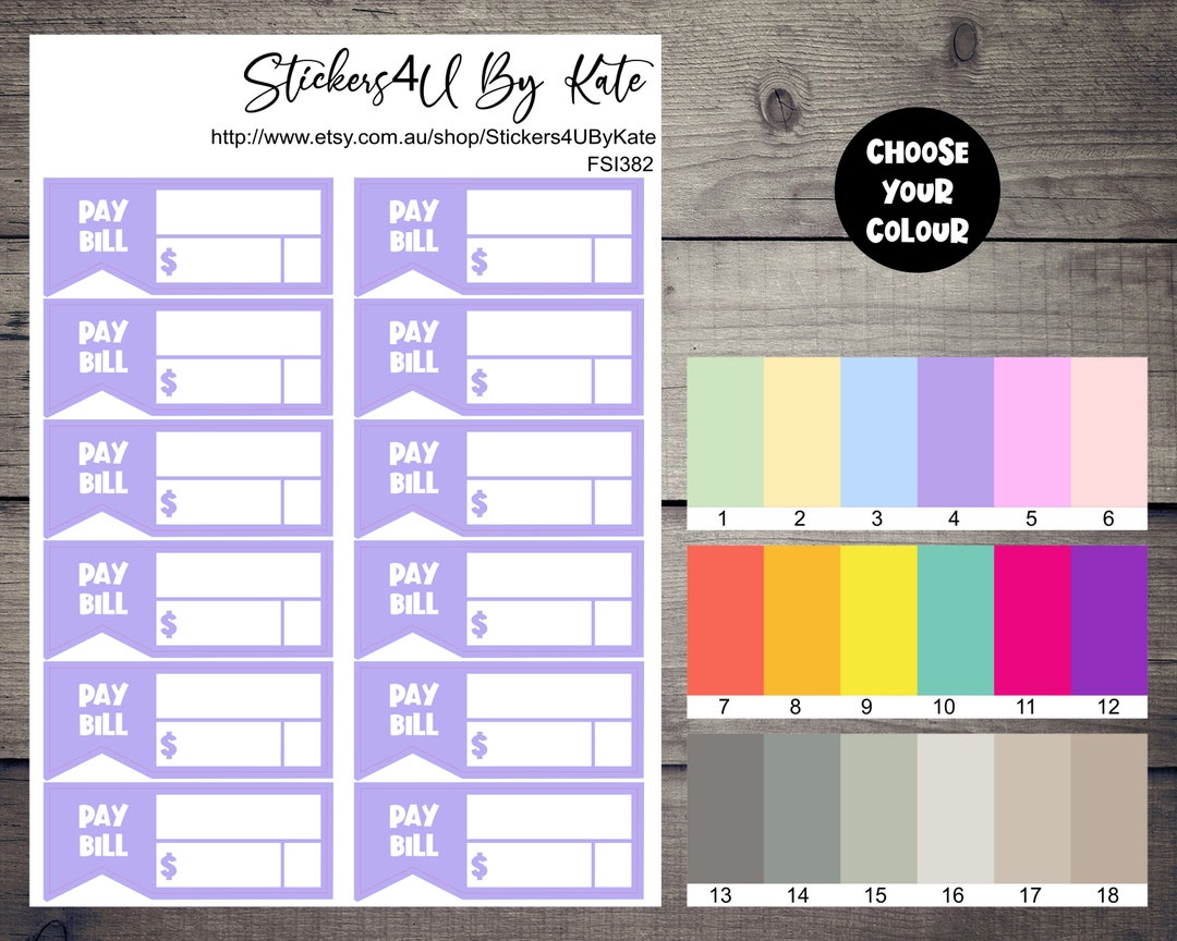 Pay Bill Tracker Box | Quarter Box Tickers | Pay Bill Planner Stickers ...