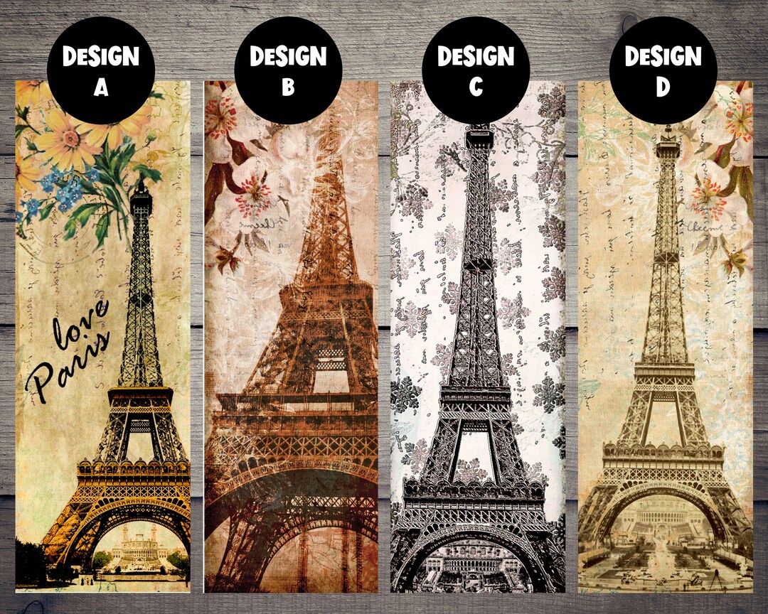 Paris Eiffel Tower Bookmark Set of 4 | Quality Bookmark & Laminated ...