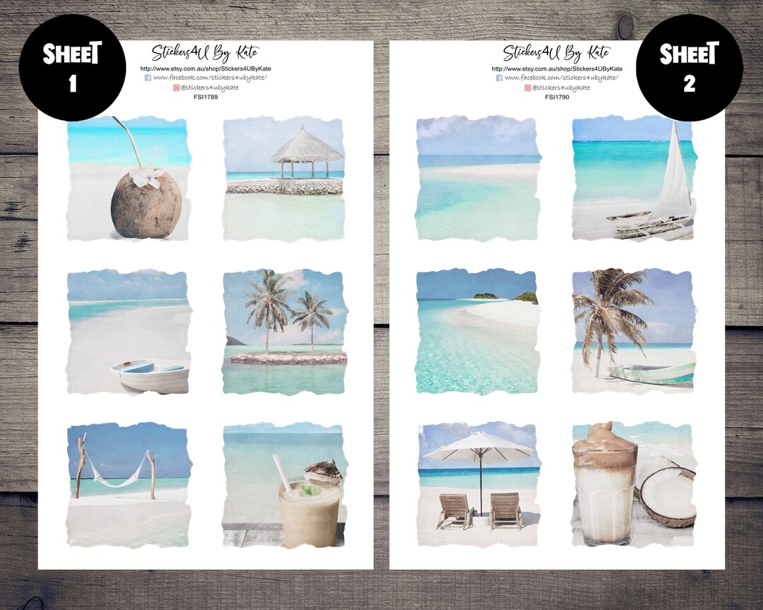 Tropical Paradise Photo Sticker Sheet | Bullet Journal Stickers ...