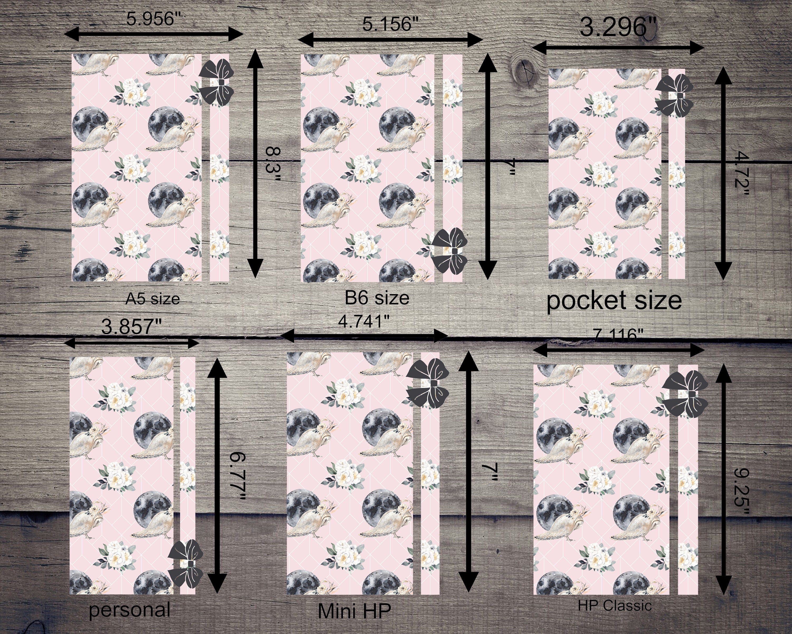 Bohemian moon Pink Set of 5 Bow Planner Divider Bow | Etsy