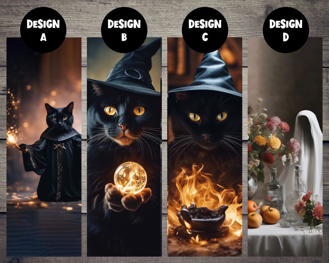 Witch Black Cat Bookmark Set of 4 | Quality Bookmark & Laminated ...