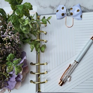 Black and White With Gold Polka Dots Bow Planner Clip | Handmade Bow ...