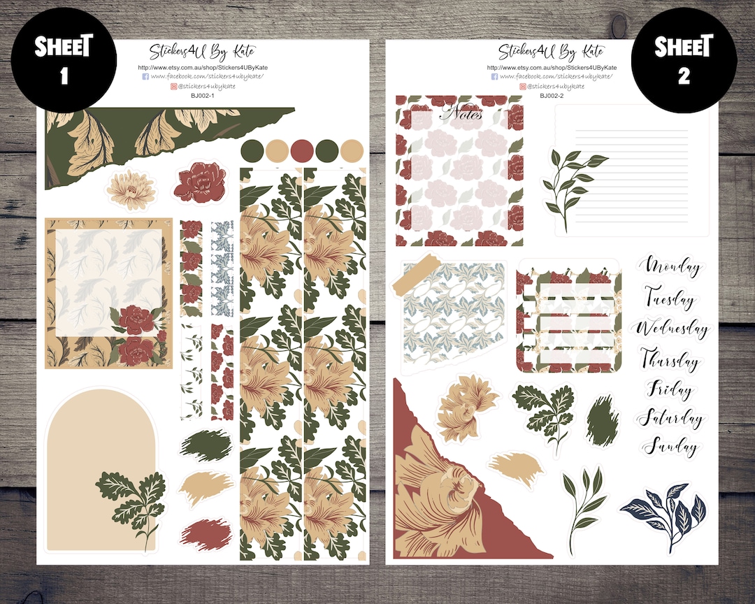 Boho Flower | Journaling Kit | Planner Sticker Kit | Bullet Journal ...