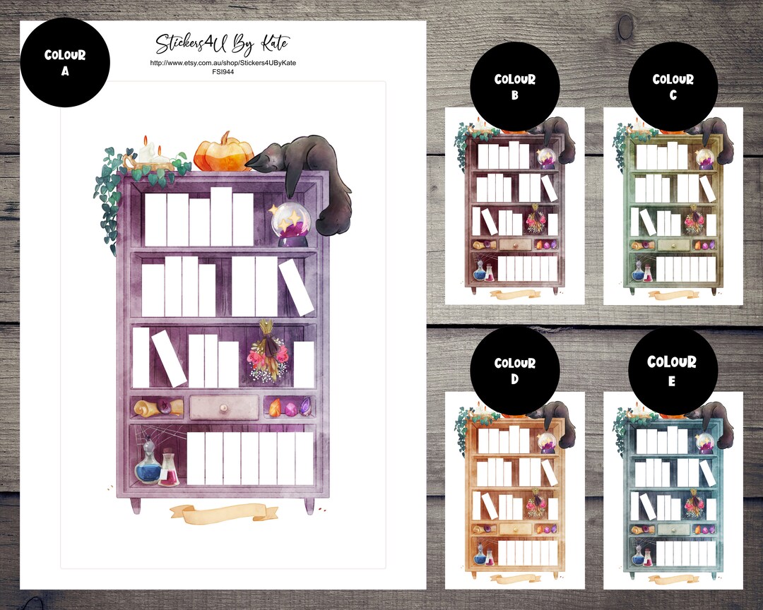 Witch Bookshelf Reading Tracker Book Log Planner Sticker Reading List ...