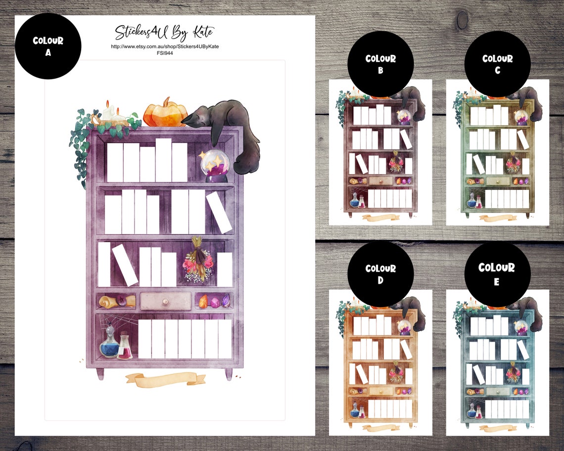 Witch Bookshelf Reading Tracker | Book Log Planner Sticker | Reading ...
