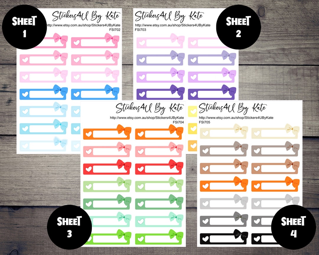Small Boxes Checkbox With Bow Planner Sticker | Colour Checkbox Planner ...