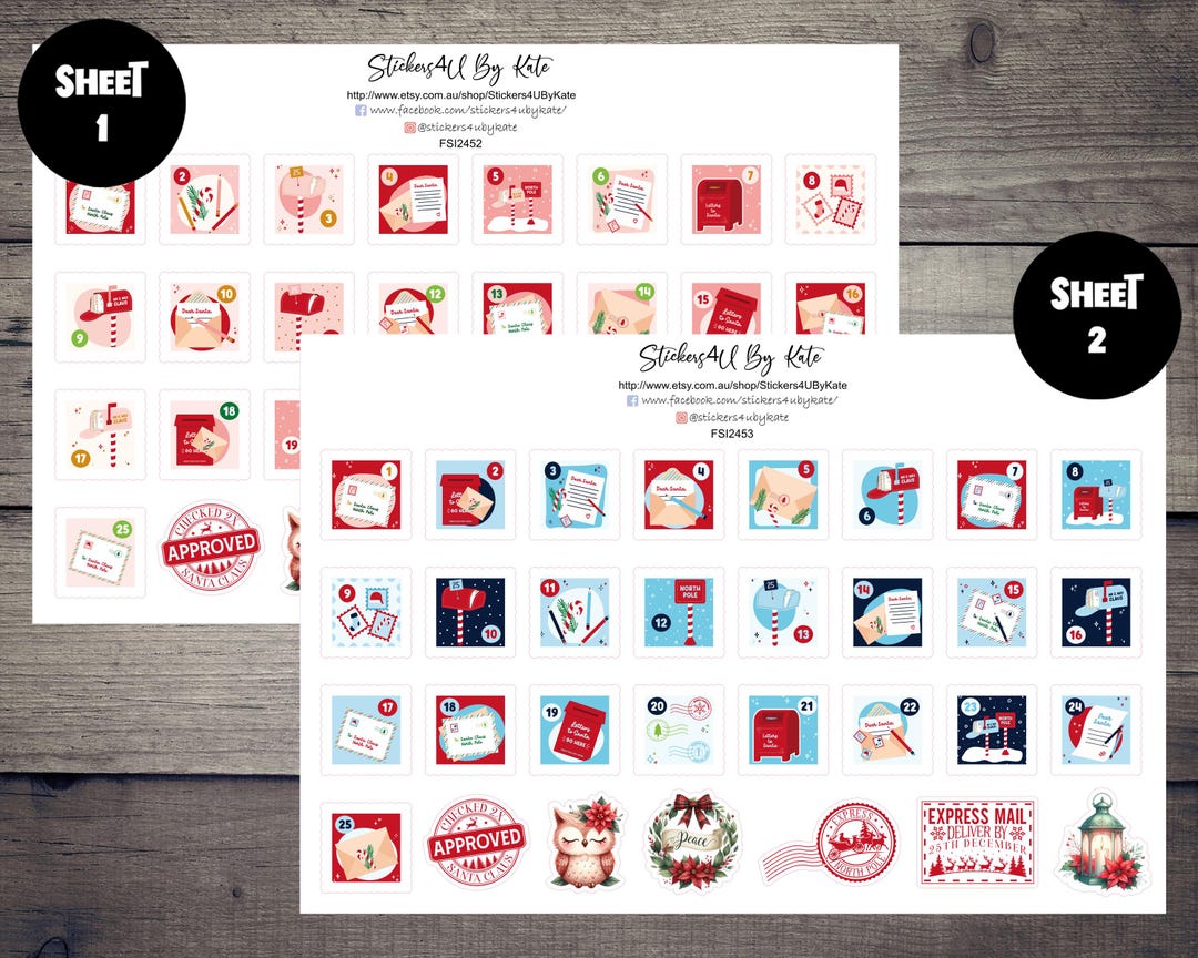 Christmas Countdown Planner Stickers | Christmas Advent Calendar ...