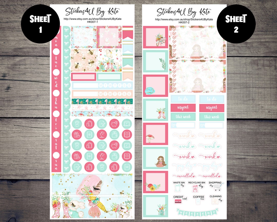 Glitter Garden | Hobonichi Weeks Weekly Sticker Kit | Individual Sheets ...