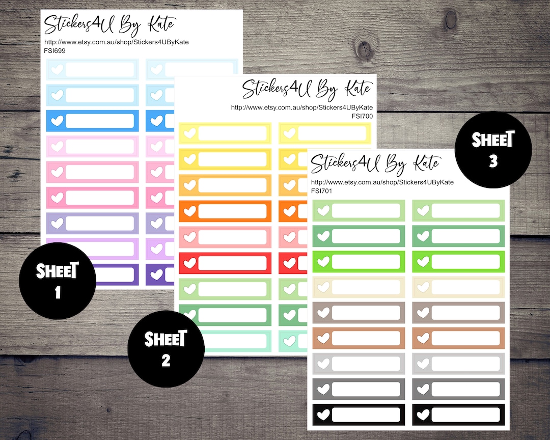 Small Boxes Checkbox Planner Sticker Colour Checkbox Planner Stickers ...