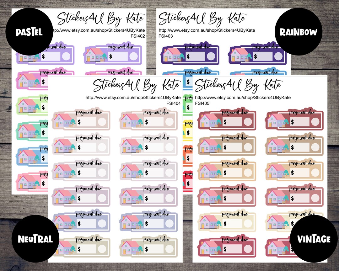 Rent | Mortgage | Insurance Bill Due | Pay Reminder Planner Stickers ...