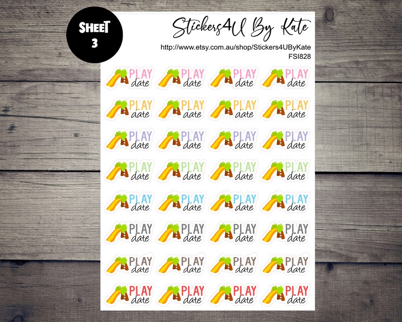 Play Date icon with script Planner Sticker Play Date Planner | Etsy