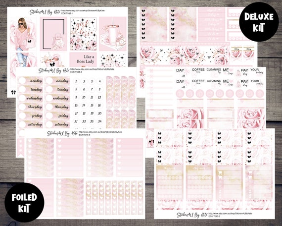 Kikki-K Foiled Weekly Vertical Planner Stickers Kit Erin Condren Red ...