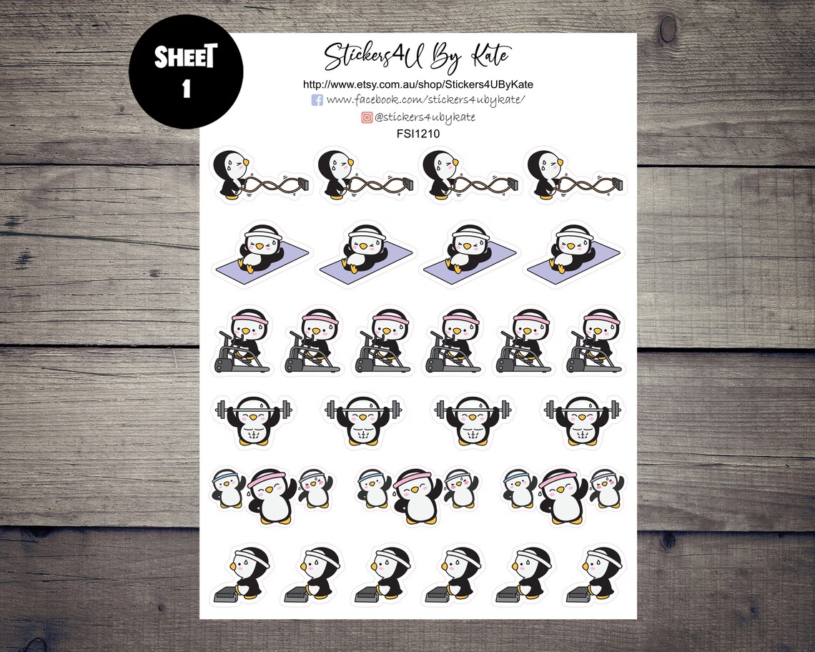 Cute Gym Penguin Workout Penguin Exercise Penguin - Etsy