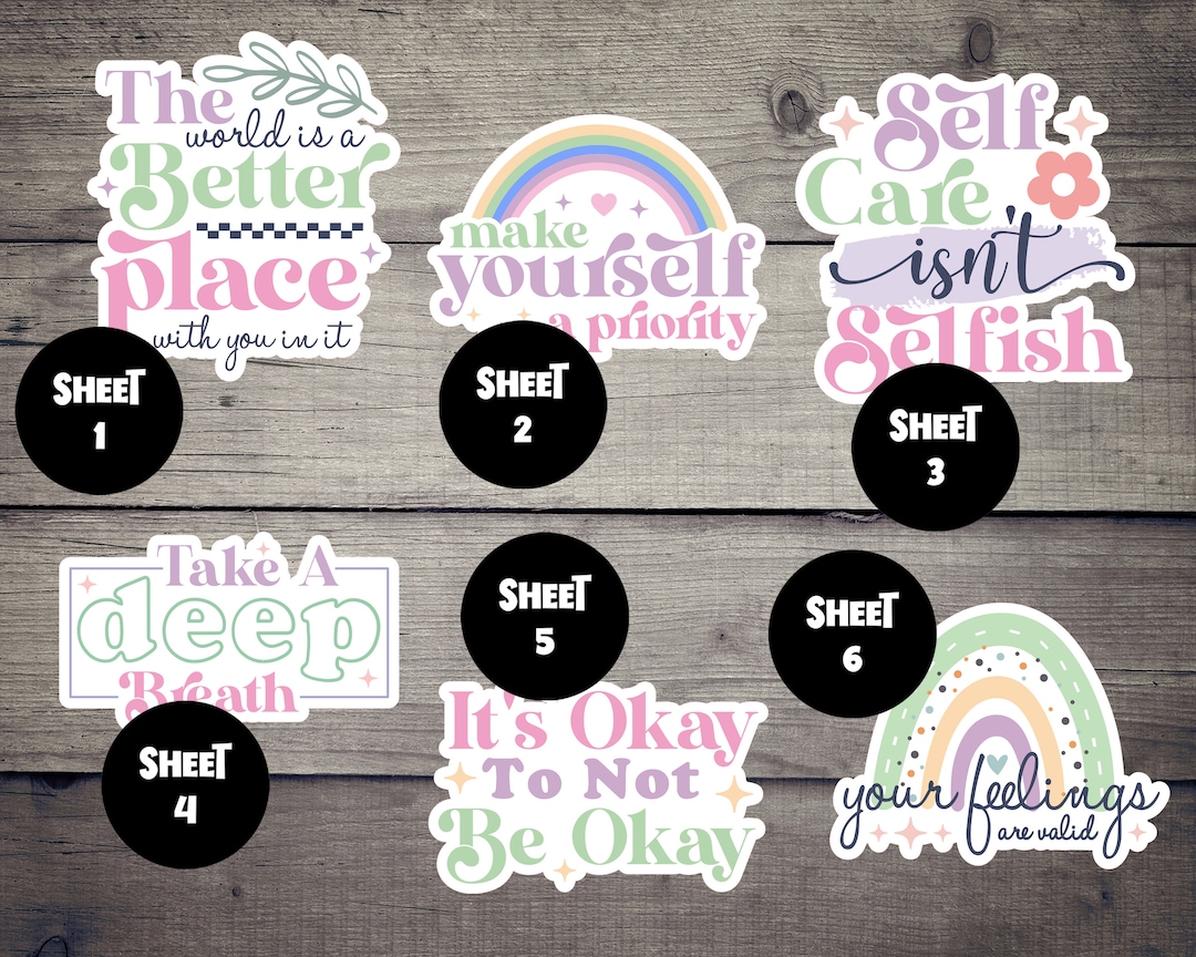 Pastel Mental Health Quotes Adhesive | Non-adhesive Cardstock Die Cut ...