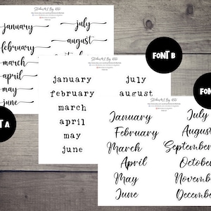 LARGE Month Script Sticker | Months of the Year Stickers | Header ...
