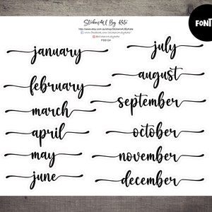 LARGE Month Script Sticker | Months of the Year Stickers | Header ...