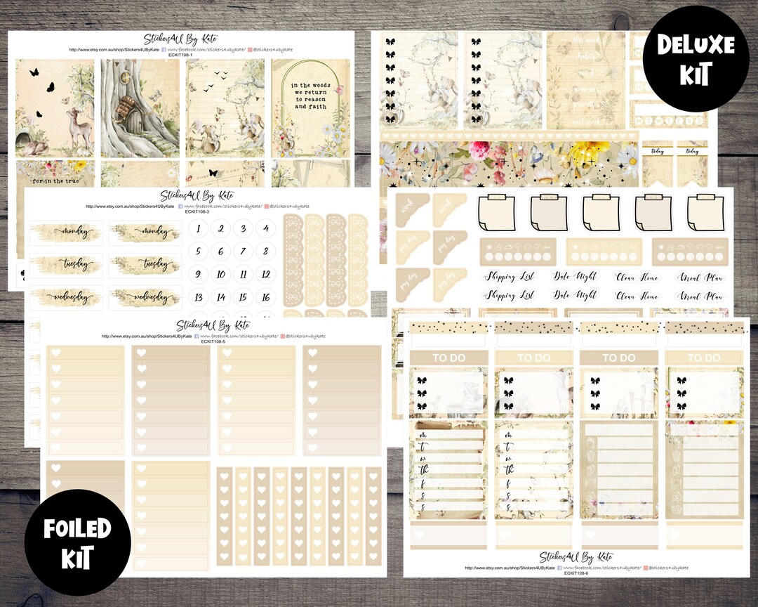 Woodland Animals | Foiled Weekly Vertical Planner Stickers Kit ...