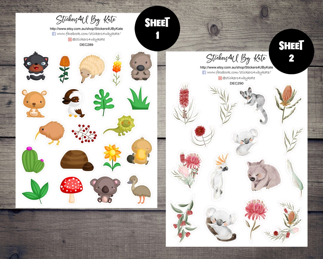 Australia New Zealand Animals Clipart Stickers | Australia Animal ...
