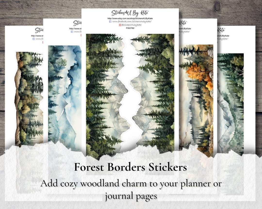 Forest Borders Stickers | Nature Planner Borders | Landscape Washi ...