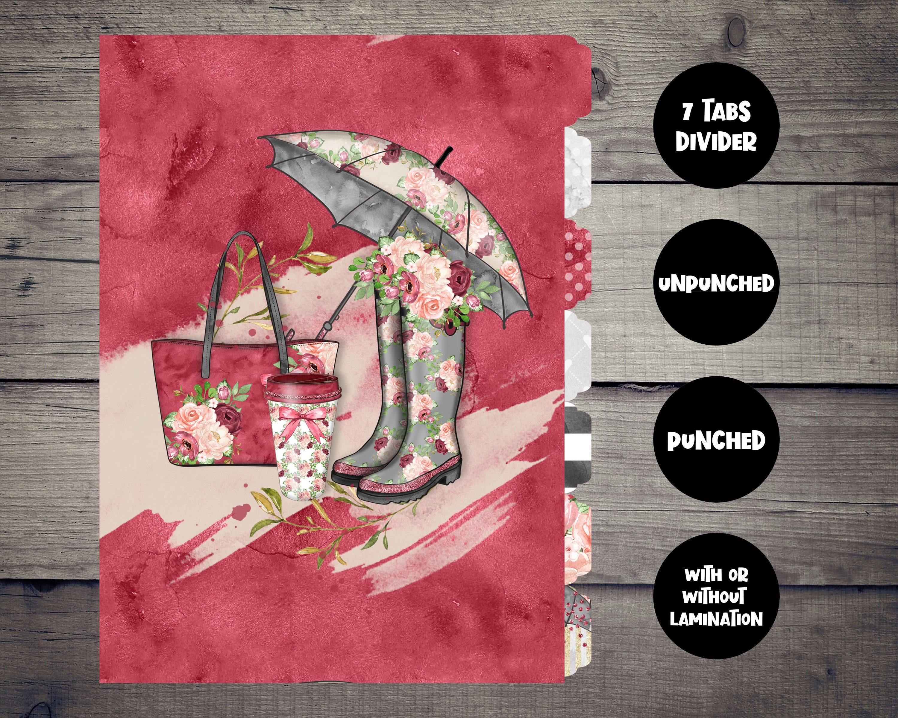 Autumn Umbrella | Set of 7 Planner Divider | Planner Index for Ring ...