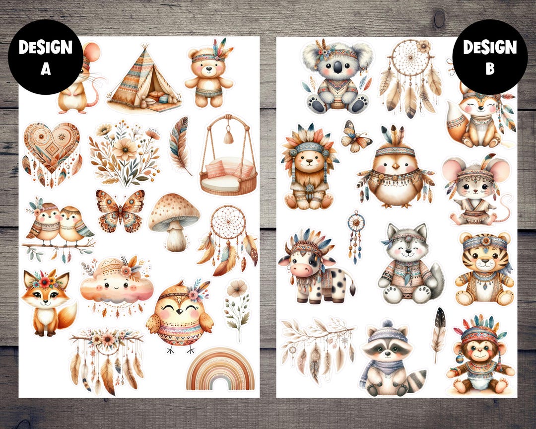 Boho Woodland Animal Deco Washi Stickers Pack | Die Cut for Planners ...