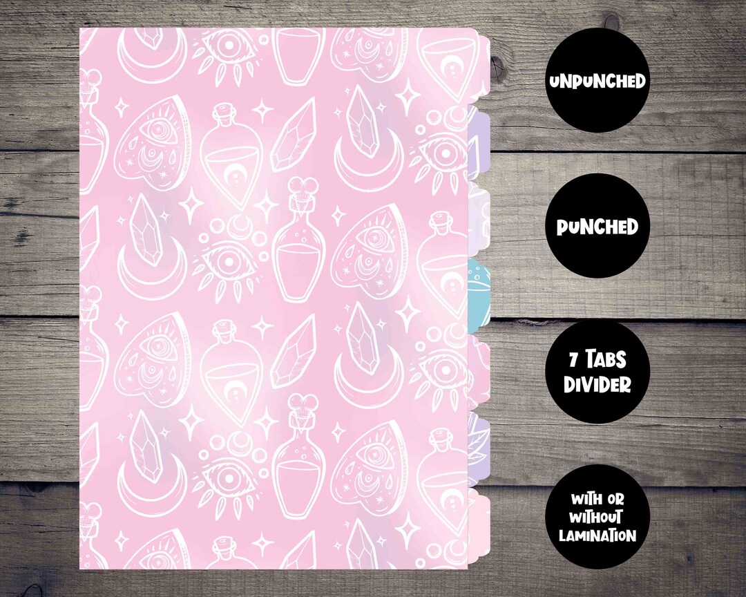 Witchy Pattern Set of 7 Planner Divider Planner Index for Ring Planners ...